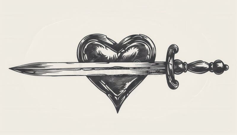 A Heart Pierced by a Sword Design Showcasing Strength and Vulnerability ...