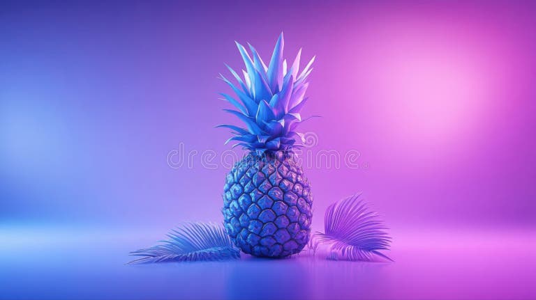 Hyper-realistic Pineapple with Vibrant Inverted Hues in Minimalist ...