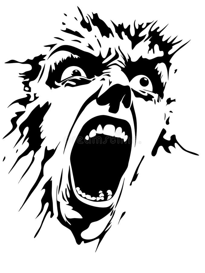 Intense Scream Expression Vector Art for Tattoos and Horror Themes ...