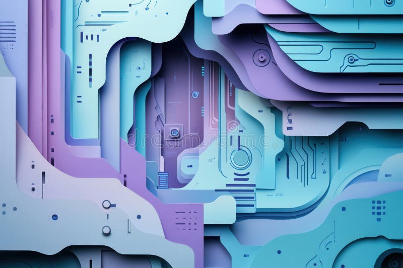 Futuristic Layered Paper Art Background Showcasing Abstract Digital ...