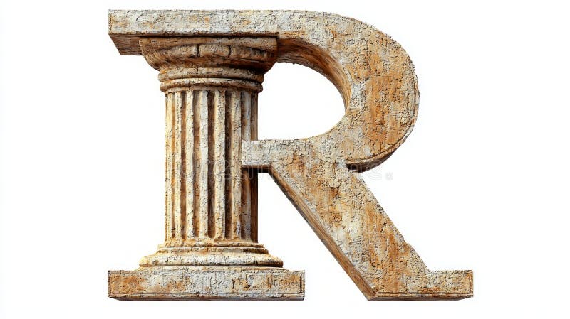 Artwork Features the Letter R, Crafted with an Antique Column Texture ...