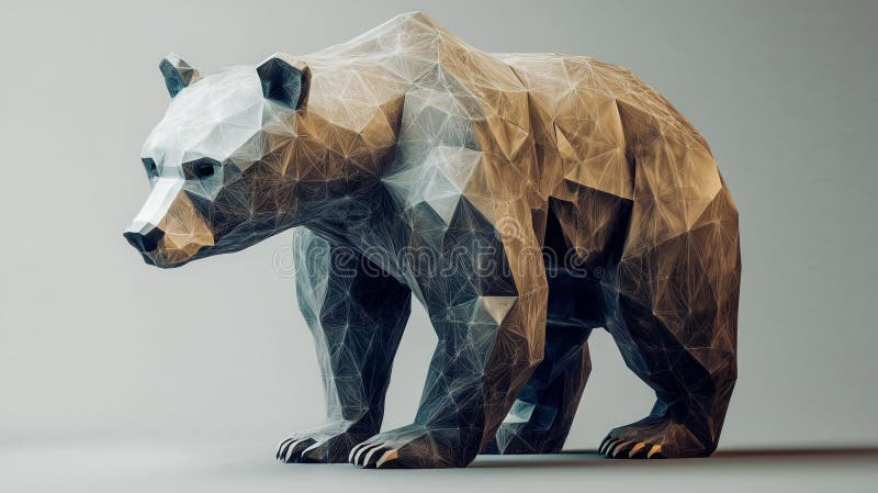 Low Poly Bear - Stylized Digital Art Stock Illustration - Illustration ...
