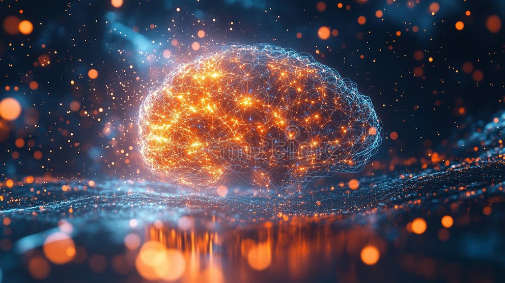 Glowing Abstract Brain Representation Symbolizing AI Evolution and ...