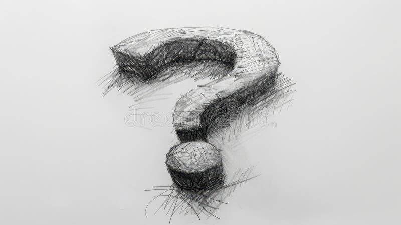 A Detailed Pencil Drawing of a Question Mark on a Plain White ...