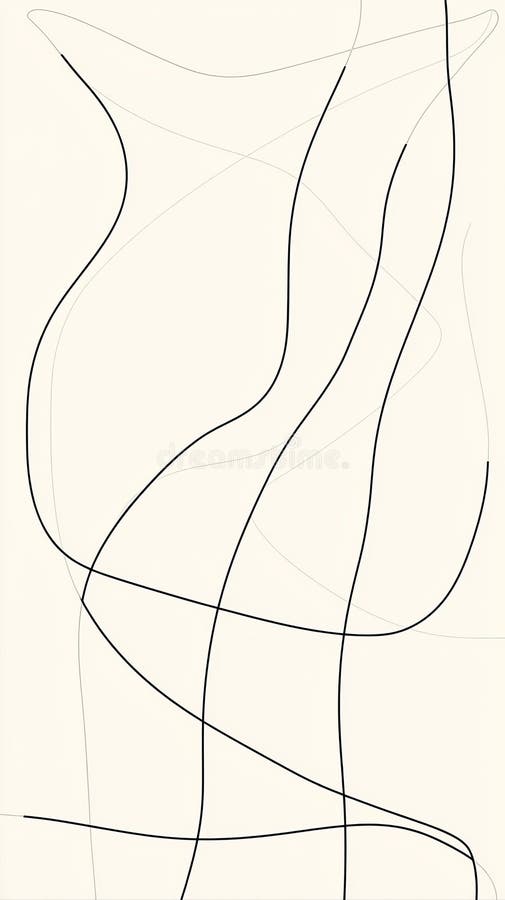 This Artwork Features a Minimal Abstract Line Drawing with Flowing ...