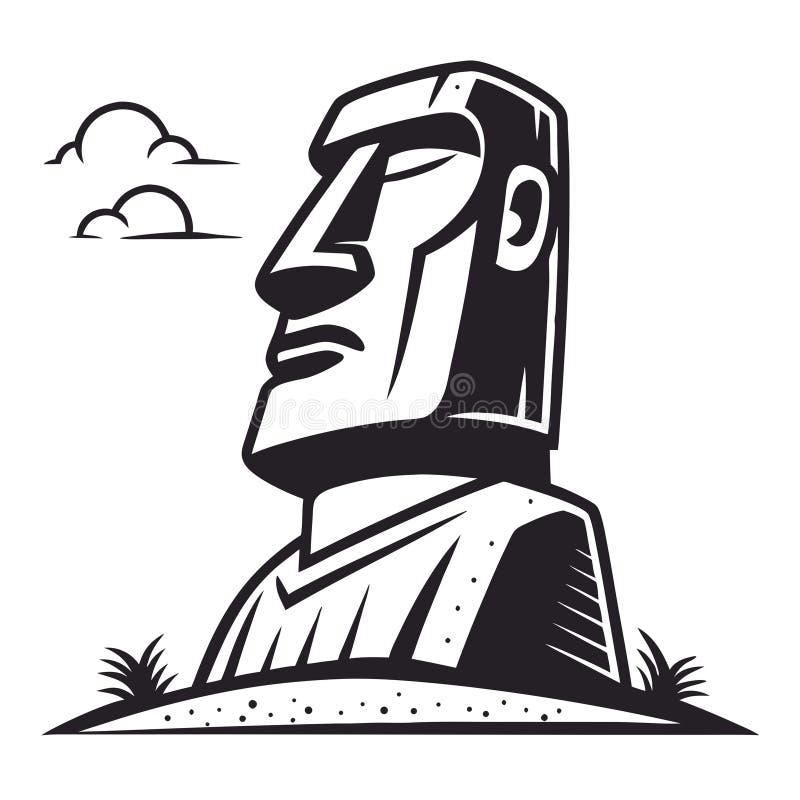 Moai Statue Inspiration for Tattoo Design or Coloring Book Illustration ...