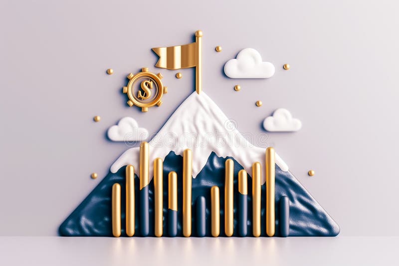 The Artwork Features a Mountain with a Flag at the Summit Alongside ...