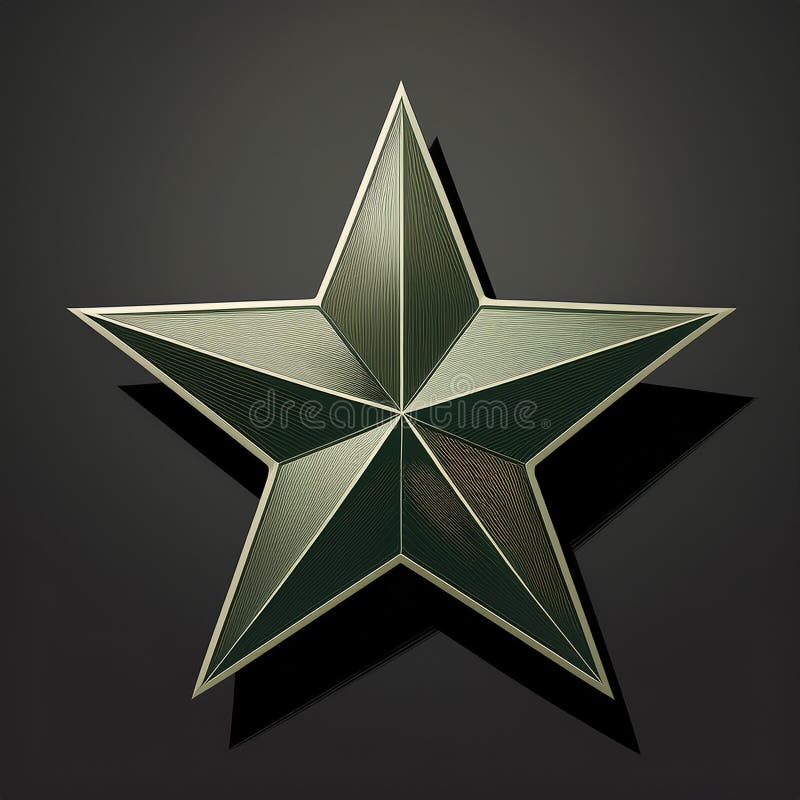 Five Point Military Style Star Design on a Solid Black Background with ...