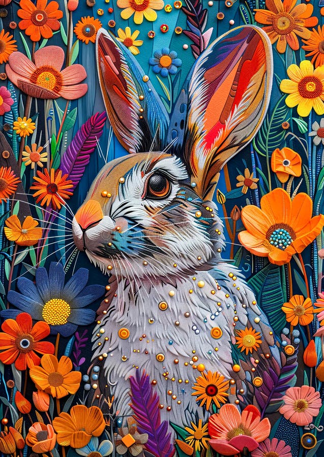 Artwork Features a Rabbit Surrounded by an Enchanted Garden Filled with ...