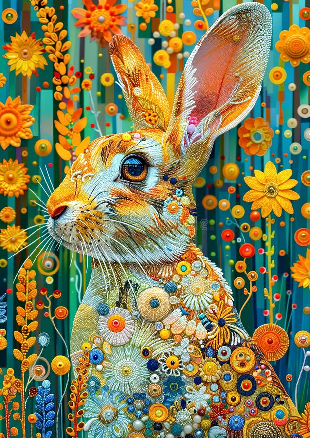 Artwork Features a Rabbit Surrounded by an Enchanted Garden Filled with ...