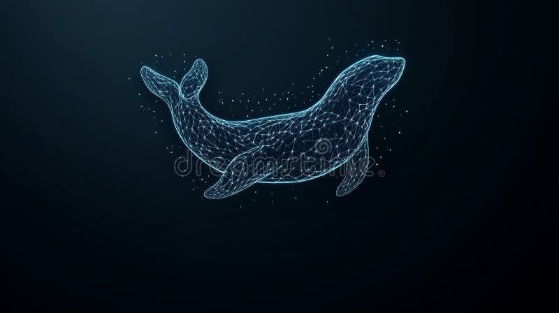 Abstract Representation of a Seal Created with Dots Against a Dark ...