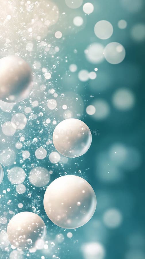 Abstract Representation of Floating Spheres with a Soft Blue Background ...