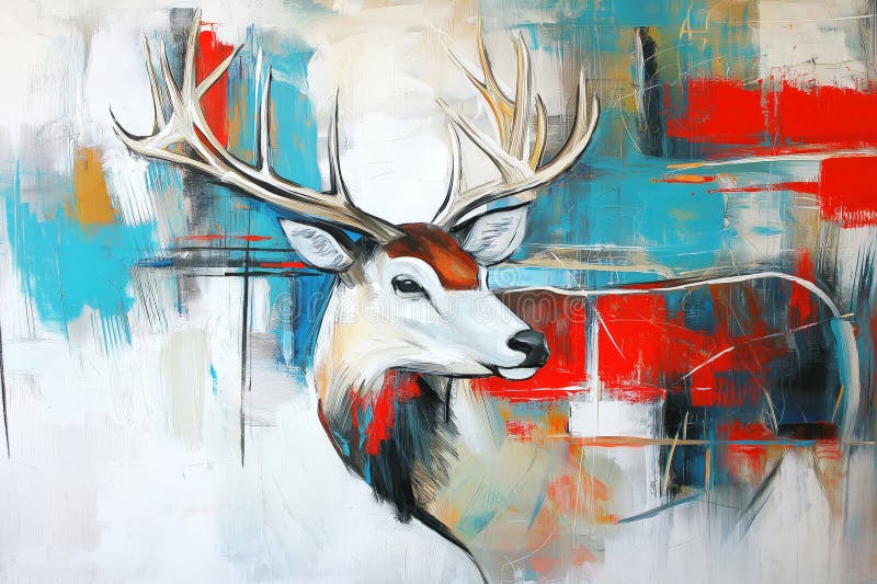 Abstract Representation of a Stag in Vibrant Colors Showing a Unique ...