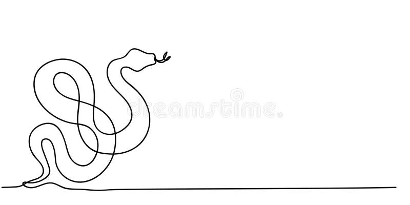 A Minimalist Line Drawing of a Snake Coiling on a Surface with Its ...