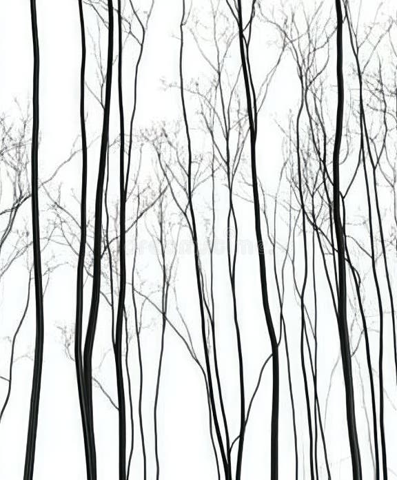 Silhouettes of Long Individual Twigs Stock Illustration - Illustration ...