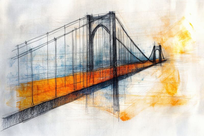 This Artwork Features a Striking Abstract Representation of a Bridge ...