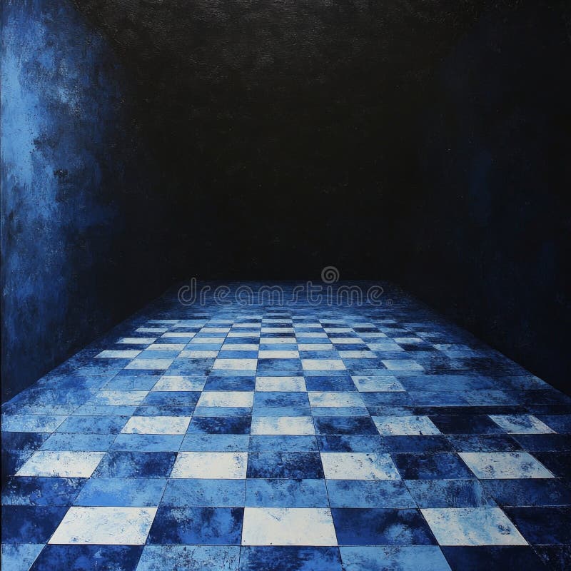 A Captivating Blue Checkerboard Pattern Flows into a Dark Void. the ...