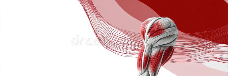 Floating Red Muscle Illustration Showcasing Human Anatomy with a Bold ...