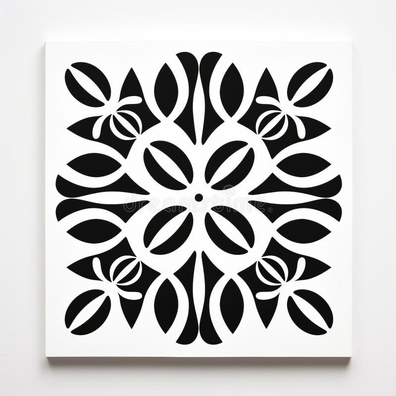 Minimalistic Floral Stencil on Black Background - Balanced Symmetry ...