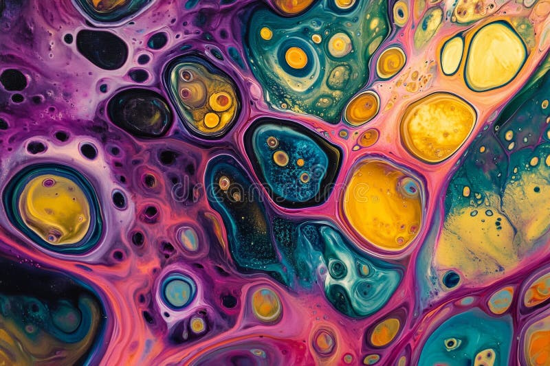 This Artwork Features a Stunning Display of Colorful Acrylic Pouring ...
