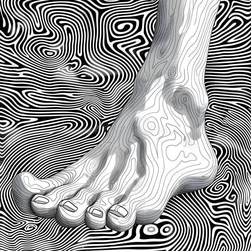 A Detailed Topographic Representation of a Foot Print Against an ...