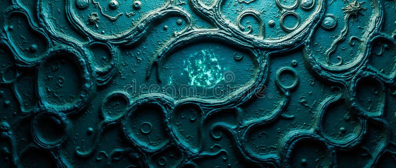 This Artwork Features a Textured Background that Merges Organic Forms ...