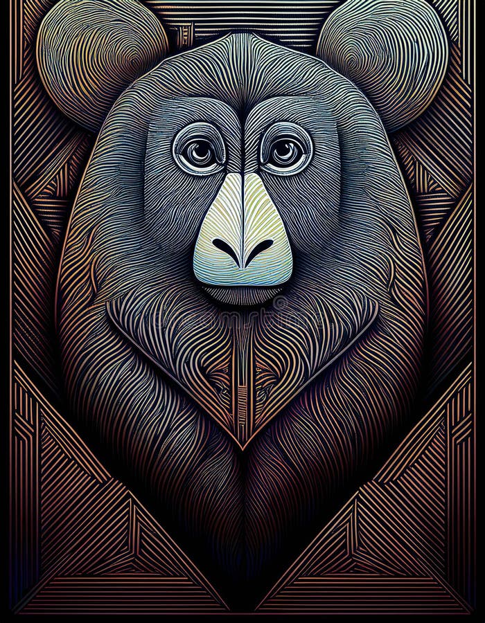 Creative Geometric Interpretation Showcases Monkey Face Design with ...