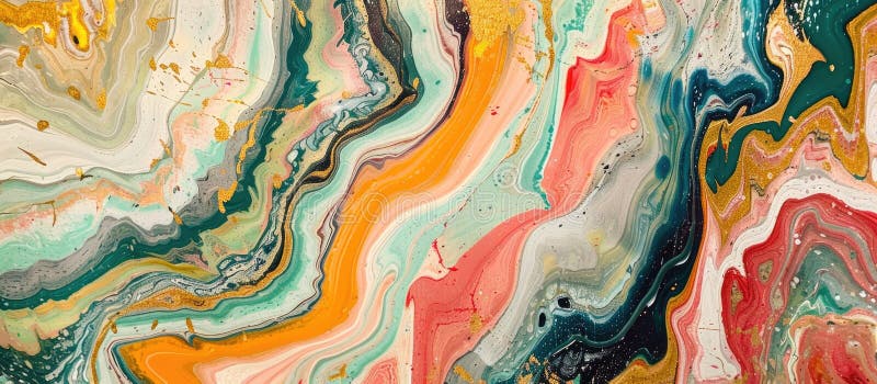 The Artwork Features a Vibrant Abstract Marble Design with Swirling ...