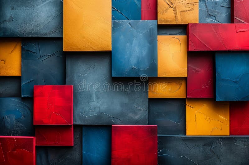 Colorful Minimalist Abstract Composition with Primary Color Blocks ...