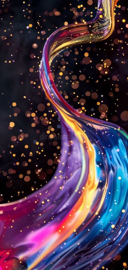 Abstract Colorful Twisted Ribbon on a Black Background, Showing ...