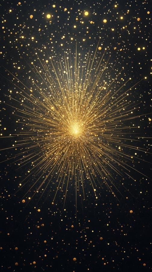 Abstract Gold Burst Radiating Light Starry Night Cosmic Explosion ...