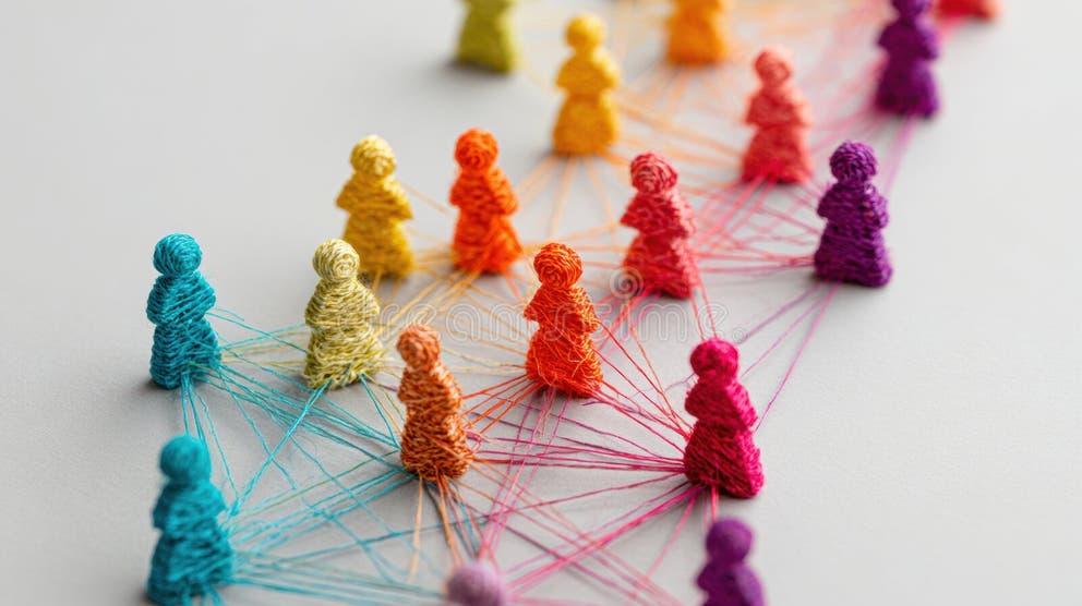 Colorful String Lifeline Connects Multiple Figures in a Creative ...