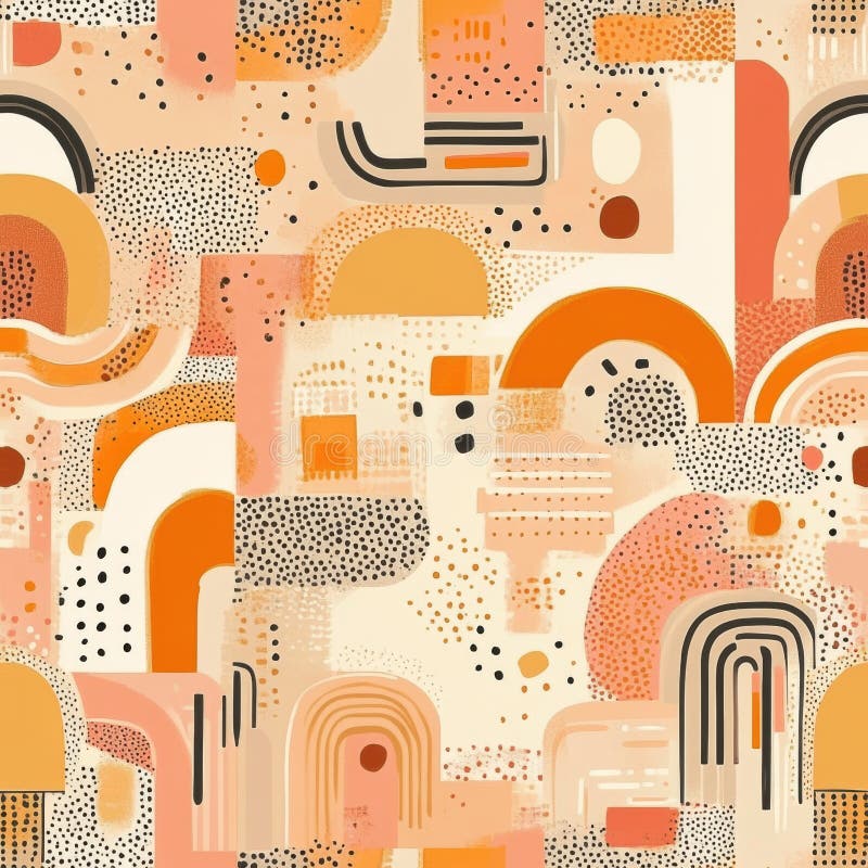 The Artwork Features Vibrant Warm Tones in a Whimsical Doodle Design ...