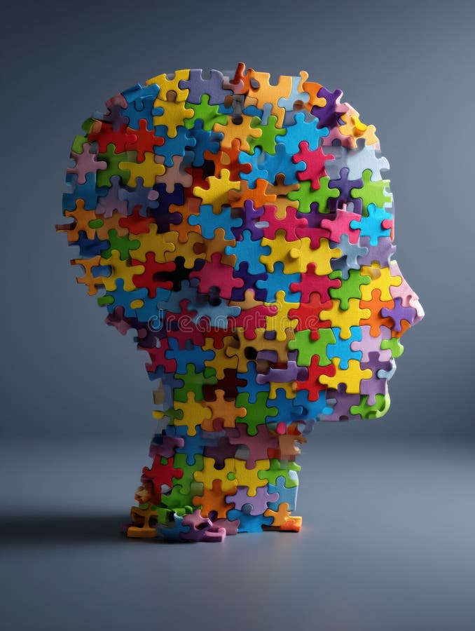 Connecting Ideas through a Colorful Puzzle Piece Brain Illustration ...
