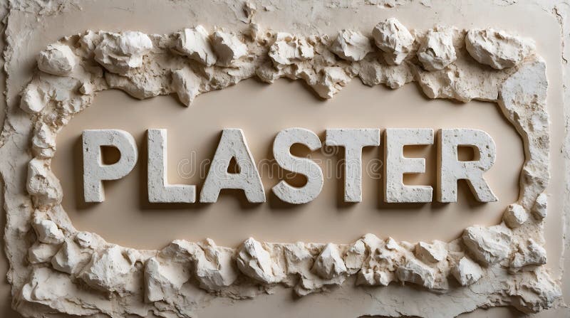Artistic Representation of the Word Plaster in Textured Relief with ...