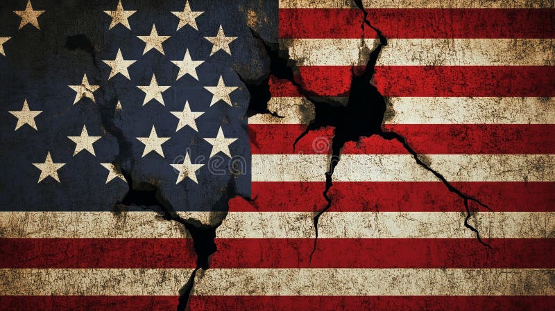 A Distressed American Flag with Cracks Symbolizing Resilience and the ...