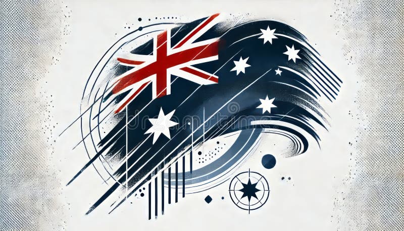 Artwork Featuring the Australian Flag with Dynamic Brush Strokes and ...