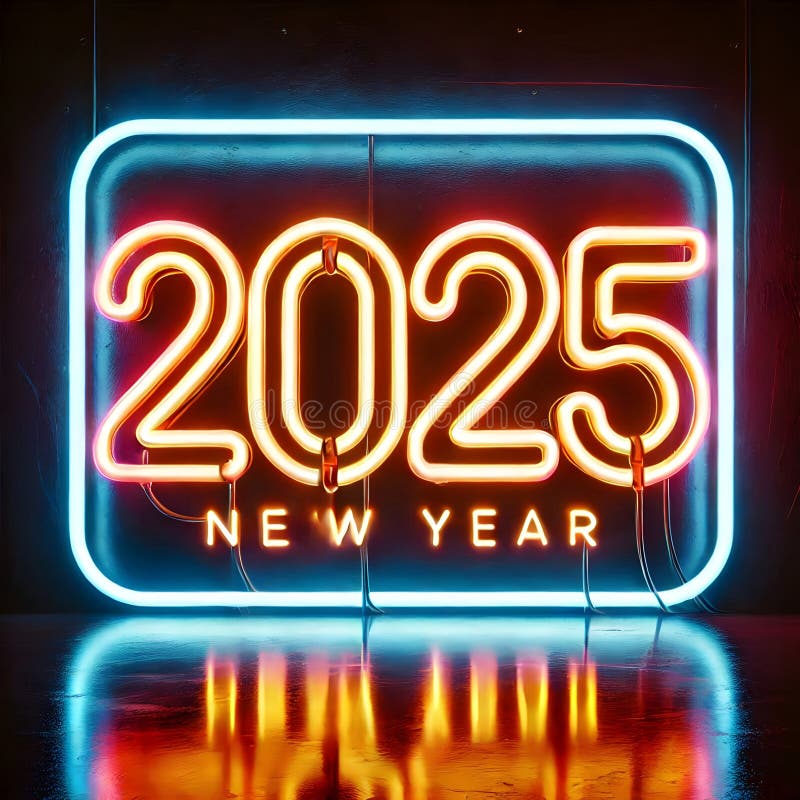Neon Sign 2025 Light Design Stock Illustration - Illustration of ...