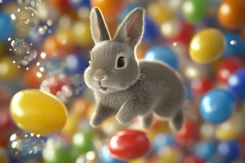 Artwork Featuring a Happy Easter Bunny and Eggs Stock Image - Image of ...