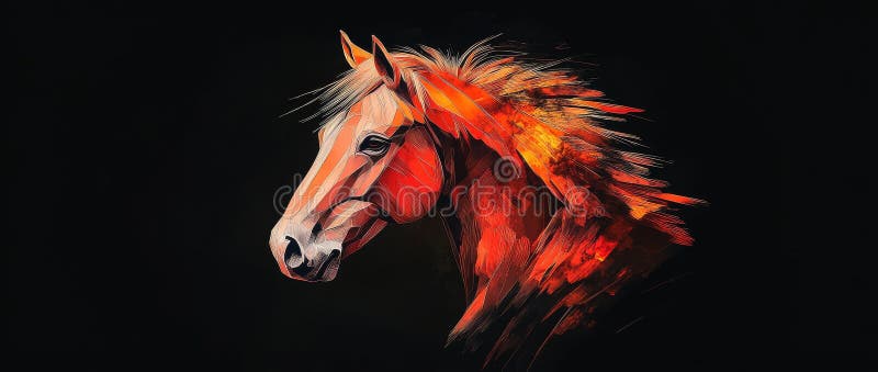 Artwork Featuring a Stylized Geometric Horse with Vivid Colors and ...