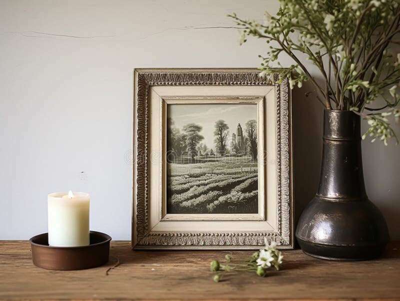 Artwork in a Frame in the English Countryside Style, Art and Home Decor ...
