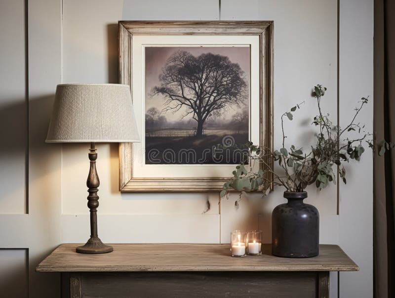 Artwork in a Frame in the English Countryside Style, Art and Home Decor ...
