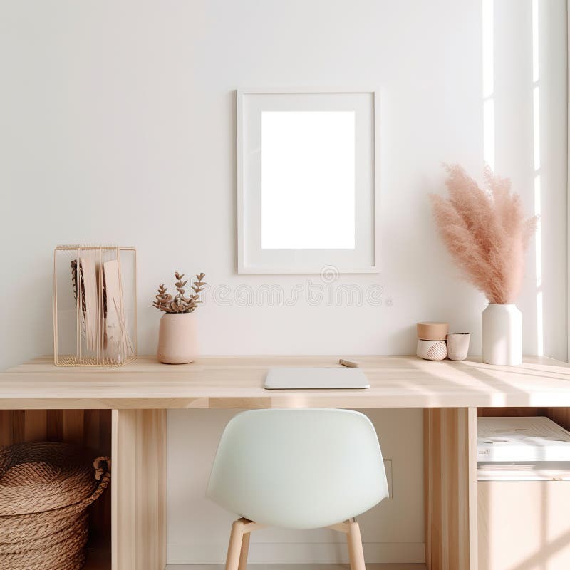 Artwork Frame Mock-up, Minimalist Blank Empty Frame on Beige Wall ...