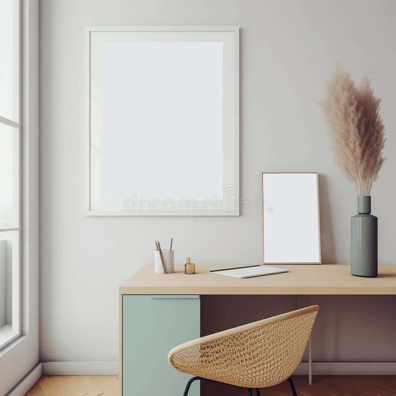 Artwork Frame Mock-up, Minimalist Blank Empty Frame on Beige Wall ...