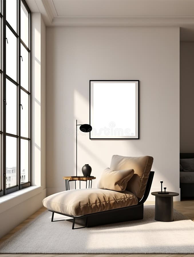 Artwork Frame Mock-up, Minimalist Blank Empty Frame on Beige Wall ...