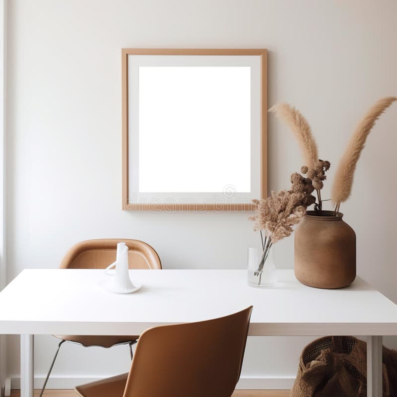 Artwork Frame Mock-up, Minimalist Blank Empty Frame on Beige Wall ...