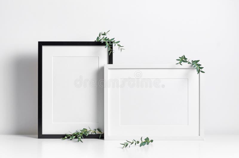 Artwork Frames Mockup in Minimalistic Interior, Blank Frames with Copy ...