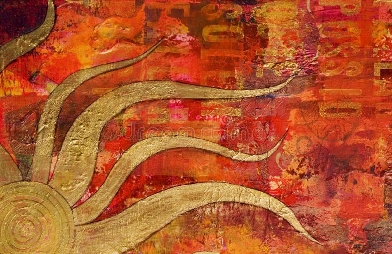 Artwork with golden sun stock illustration. Illustration of artwork ...