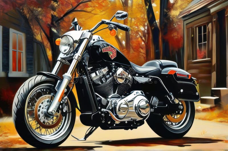 Artwork of a Harley Davidson Stock Illustration - Illustration of ...