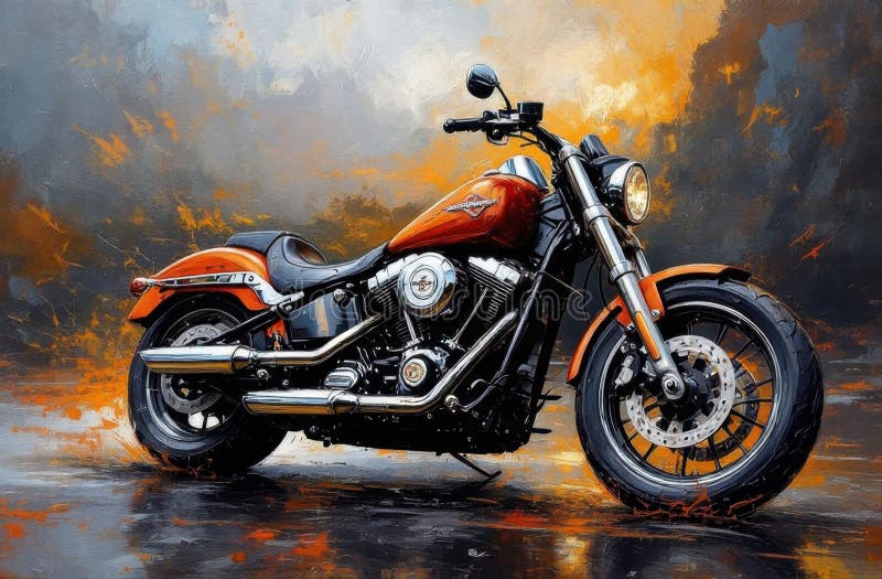 Artwork of a Harley Davidson Stock Illustration - Illustration of ...